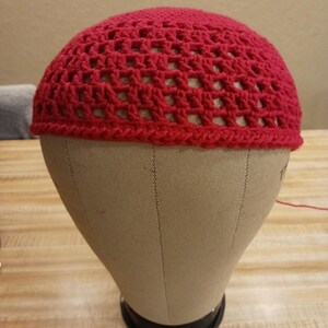 Red Cotton Kufi. Adult Sized Kufi. Vegan Kufi. Muslim Headcovering ...