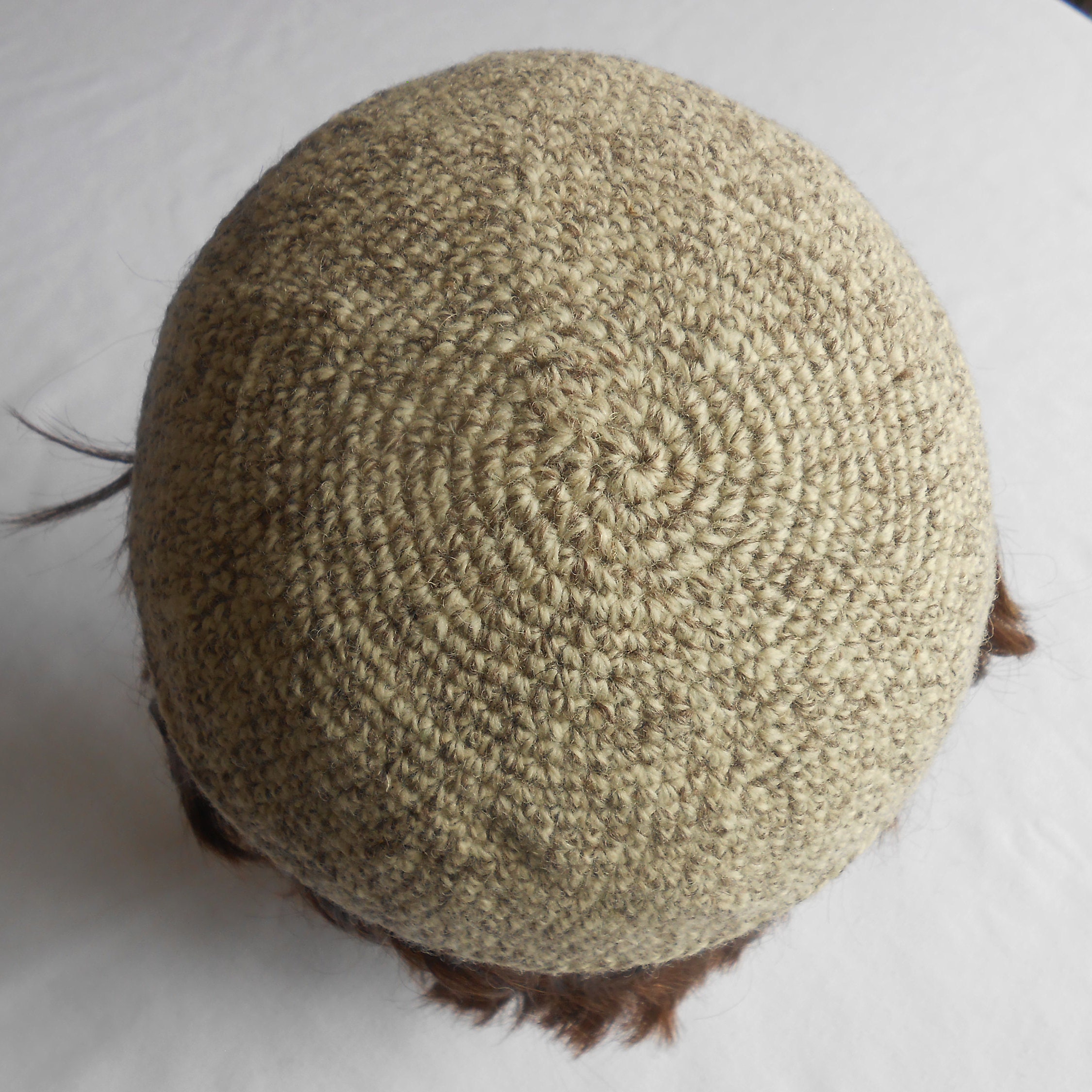 Mens 9 Inch Wool Frik Kippah in Brown, Gray and Cream, Nine Inch 23 ...