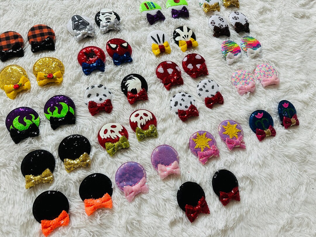 Mickey Ears Hair Clips, Mouse Ears Hair Clips, Mouse Ears, Mouse Ear ...