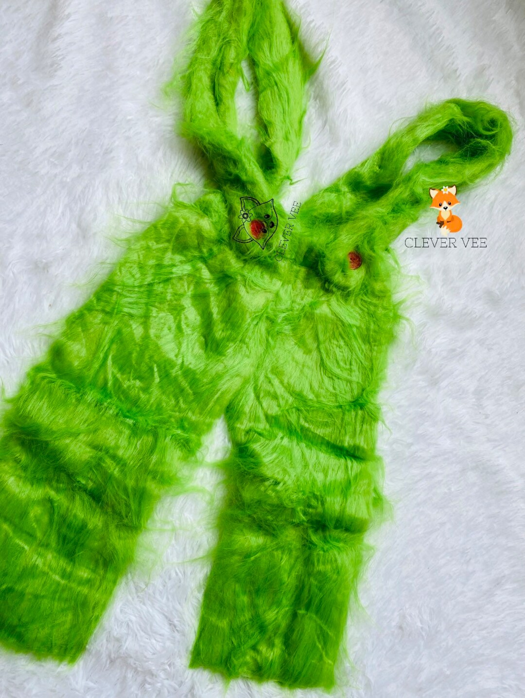 Mean Green One Overalls, Furry Green Guy Hair Bow, Green Fur Costume ...