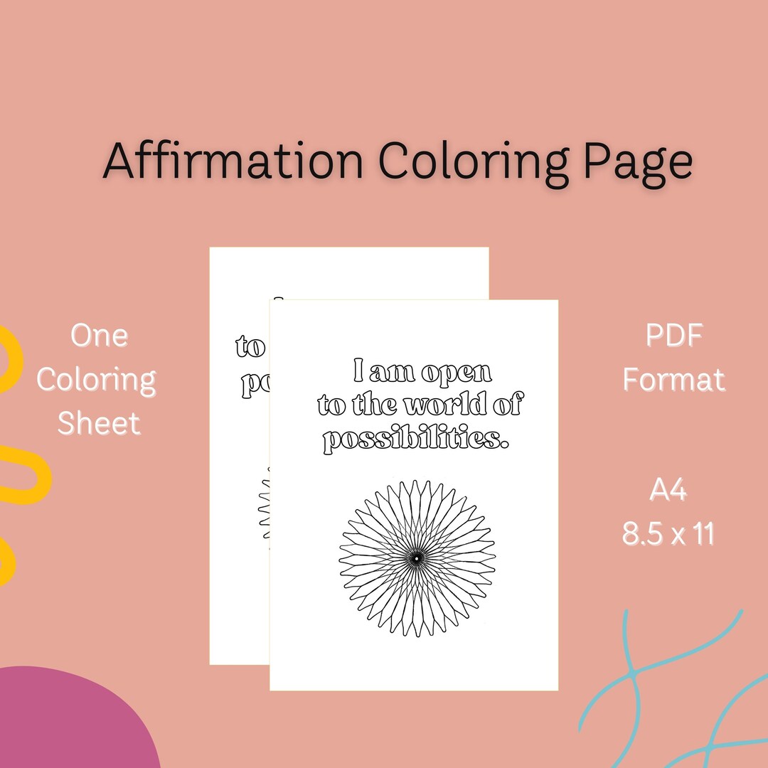 Affirmation Coloring Page Printable – Mindfulness, Boho Coloring, Self ...