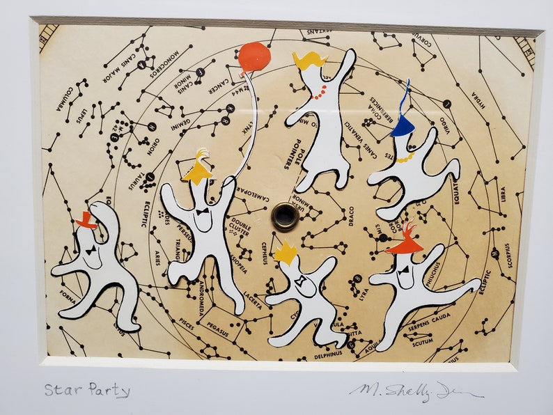 Art Collage "star Party" Stars Constellations Dancers Retro - Etsy