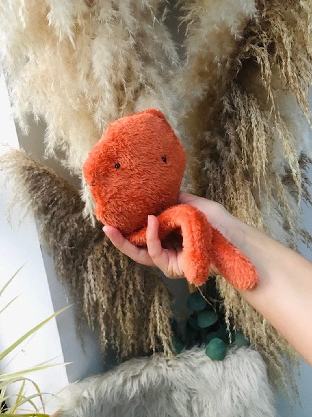 Orange Cuddle Monster Fluffy Soft Cute Small Handmade Monster - Etsy