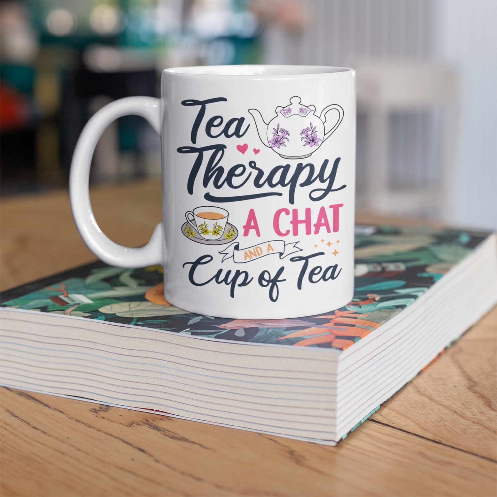 UK Tea Therapy A Chat And A Cup Of Tea Tea Cup Tea Pot Glossy | Etsy