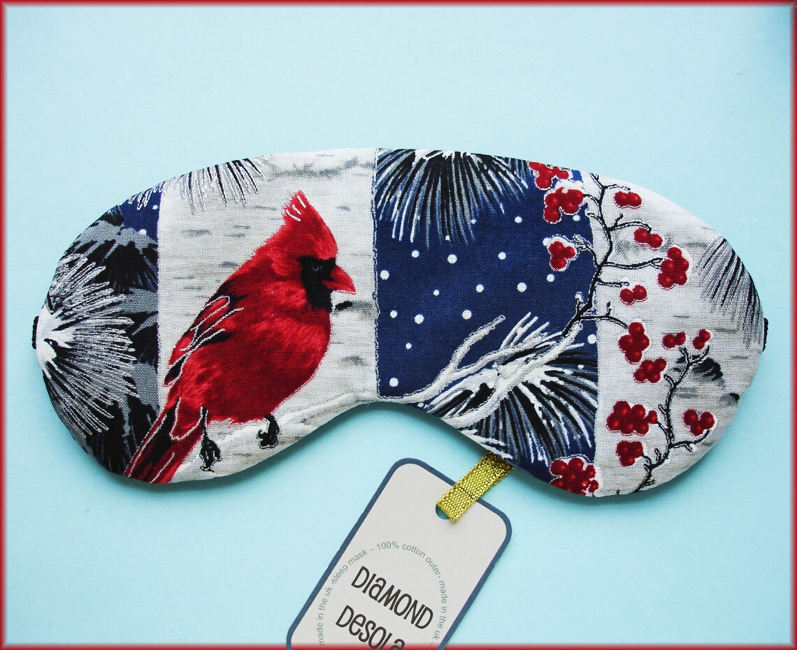 Eye Sleep Mask Soft Cotton Red Cardinal Bird Travel Festive | Etsy