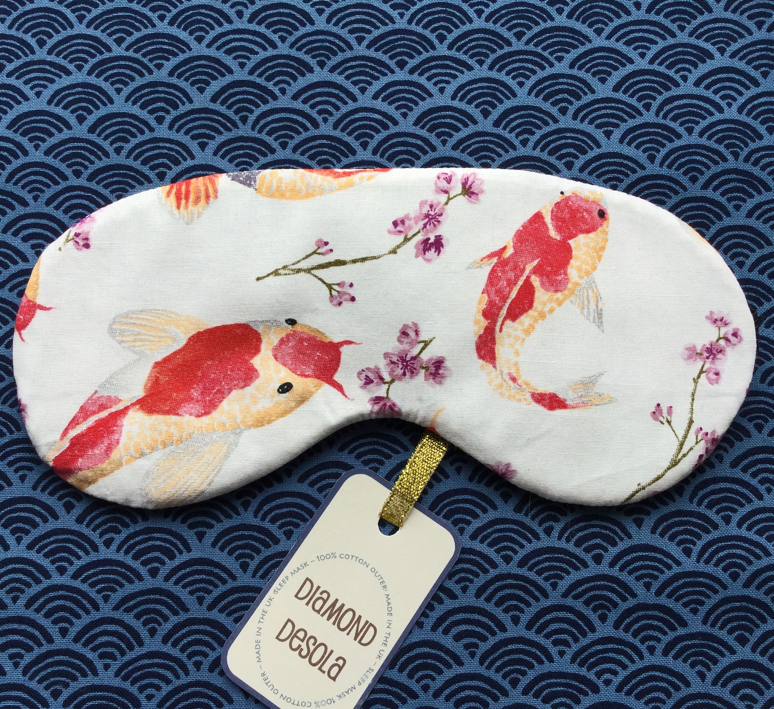 Eye Sleep Mask Ivory Koi Gold Fish Cotton Carp Japanese Style Travel ...