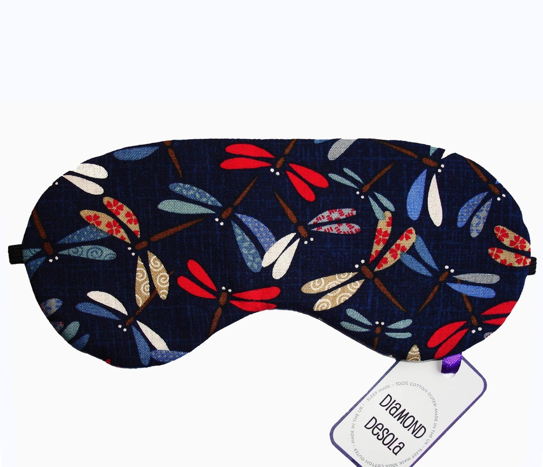 Eye Sleep Mask Dragonfly Japanese Style Print Cotton Travel Meditation ...