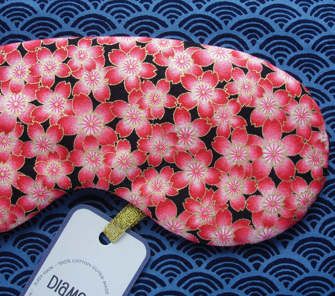 Eye Sleep Mask Flowers Soft Cotton Red Gold Japanese Style - Etsy