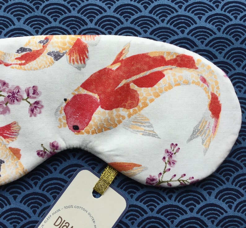 Eye Sleep Mask Ivory Koi Gold Fish Cotton Carp Japanese Style Travel ...