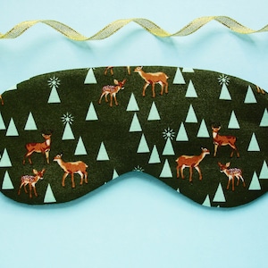 Eye Sleep Mask Roe Deer Pine Trees Green Cotton Travel Blackout Relax ...