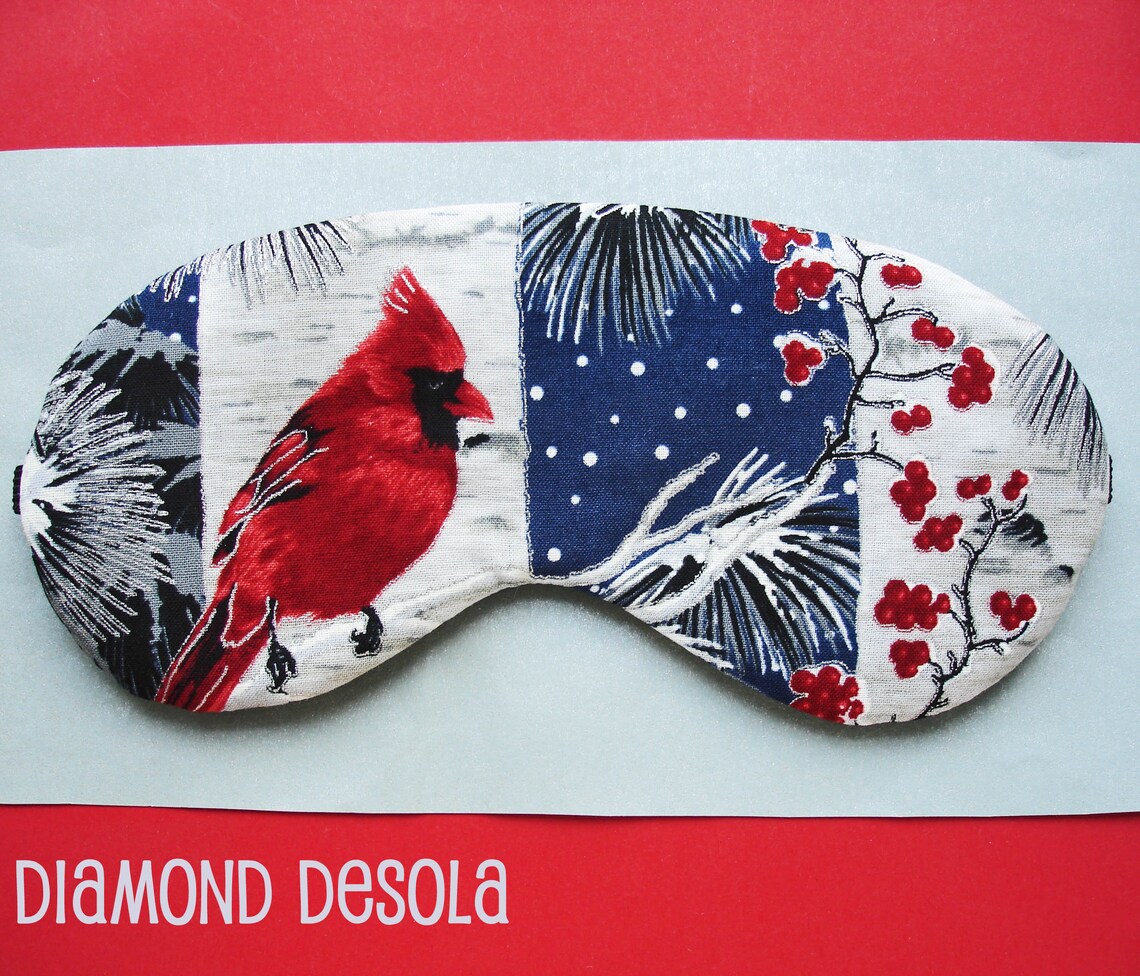 Eye Sleep Mask Soft Cotton Red Cardinal Bird Travel Festive | Etsy