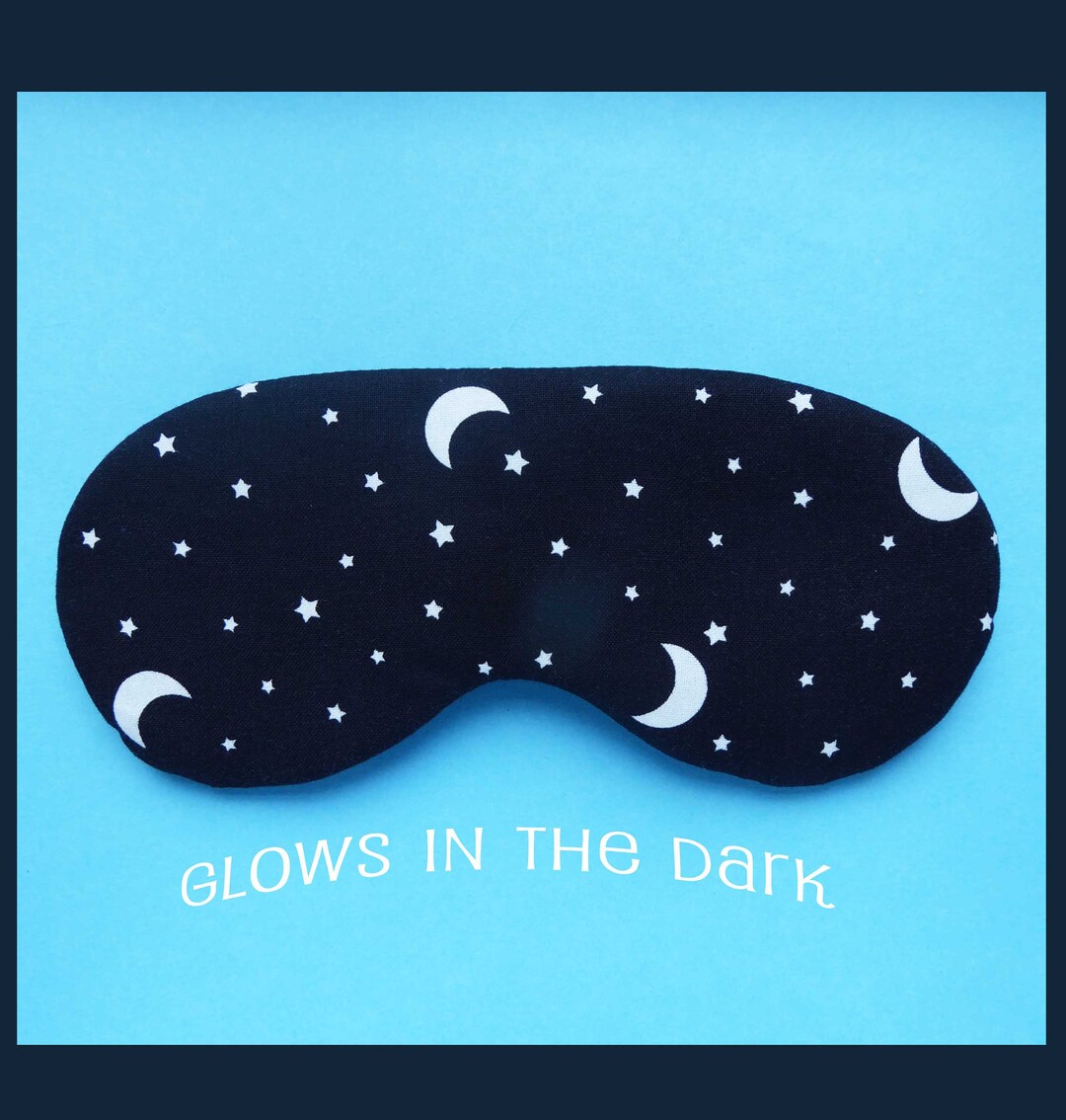 Eye Sleep Mask Crescent Moons and Stars Soft Cotton Travel Glow in the ...