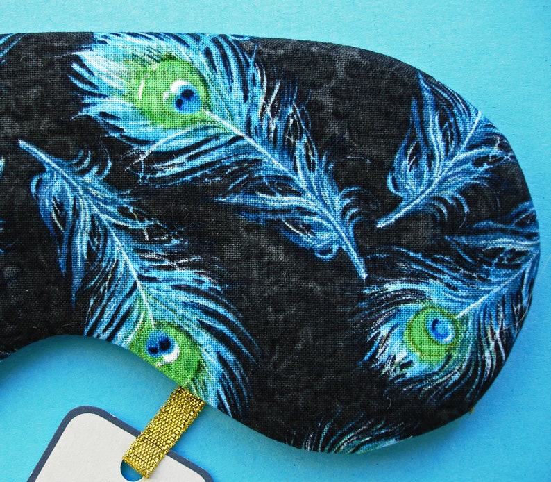 Eye Sleep Mask Peacock Feather Soft Cotton Travel Gift Blackout ...