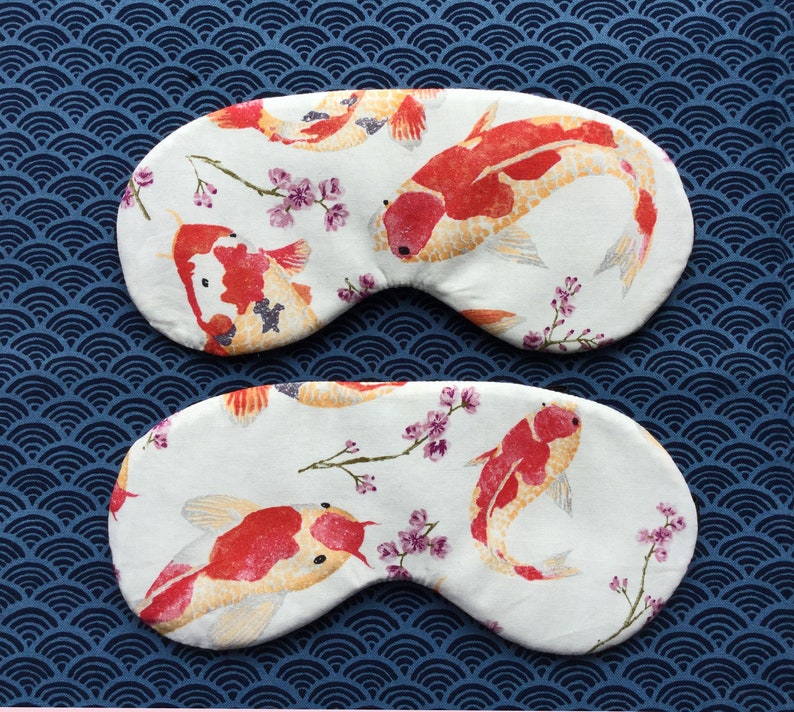Eye Sleep Mask Ivory Koi Gold Fish Cotton Carp Japanese Style Travel ...
