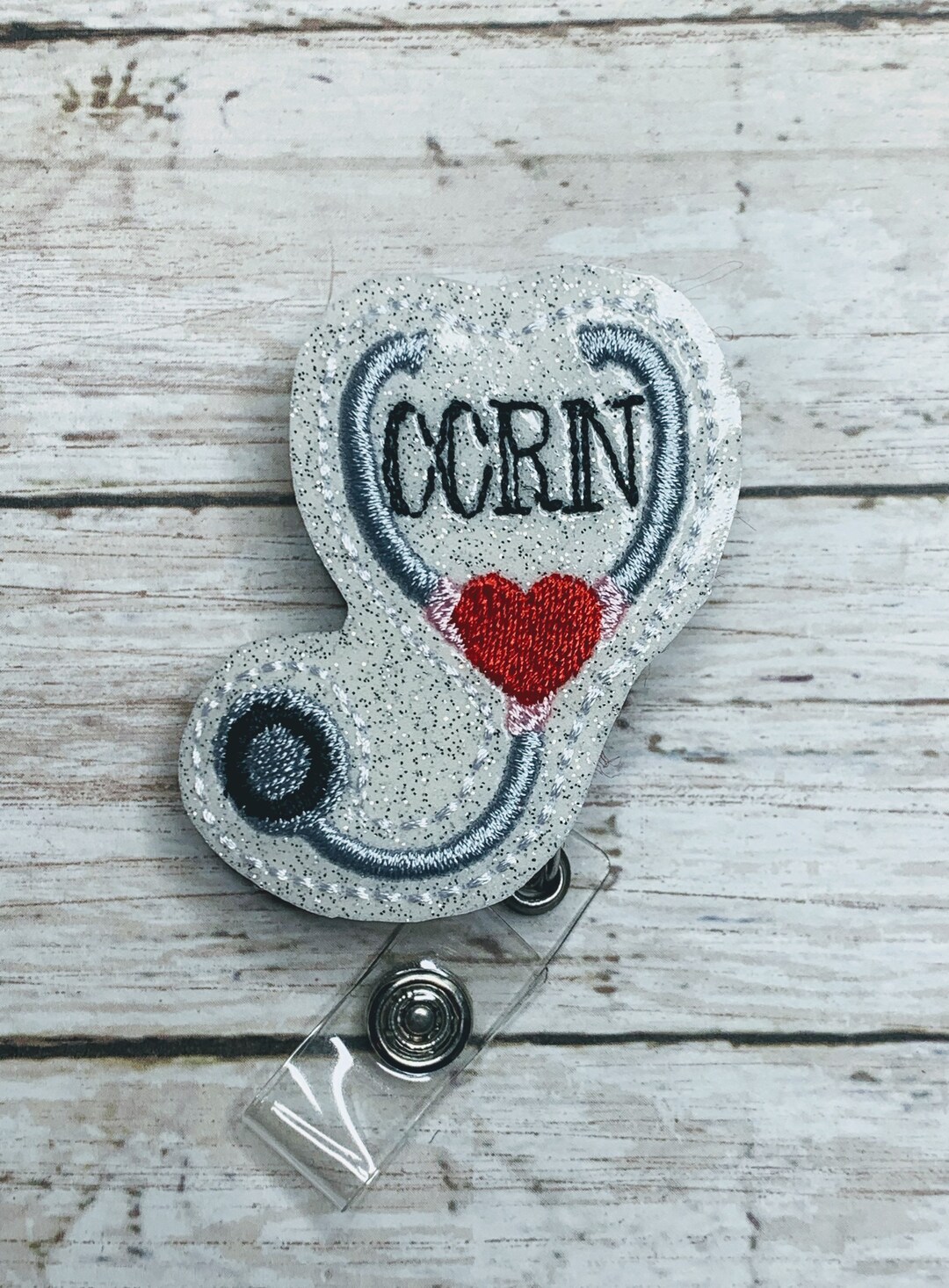 Glitter Stethoscope CCRN Nurse PREMIUM Badge Reel - Etsy
