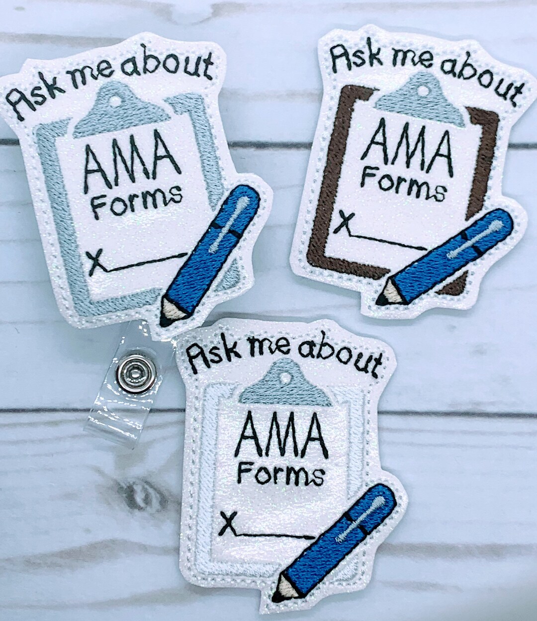 Ask Me About AMA Papers Clipboard Large Glitter Vinyl PREMIUM Badge ...