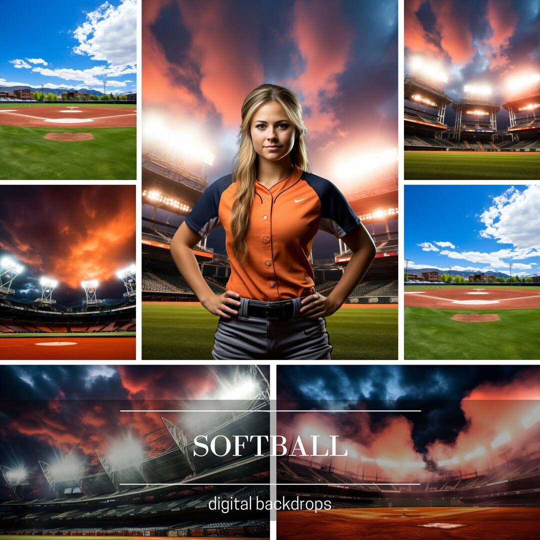 Softball Stadium Photography Backdrop: Team & Player Poster (digital ...