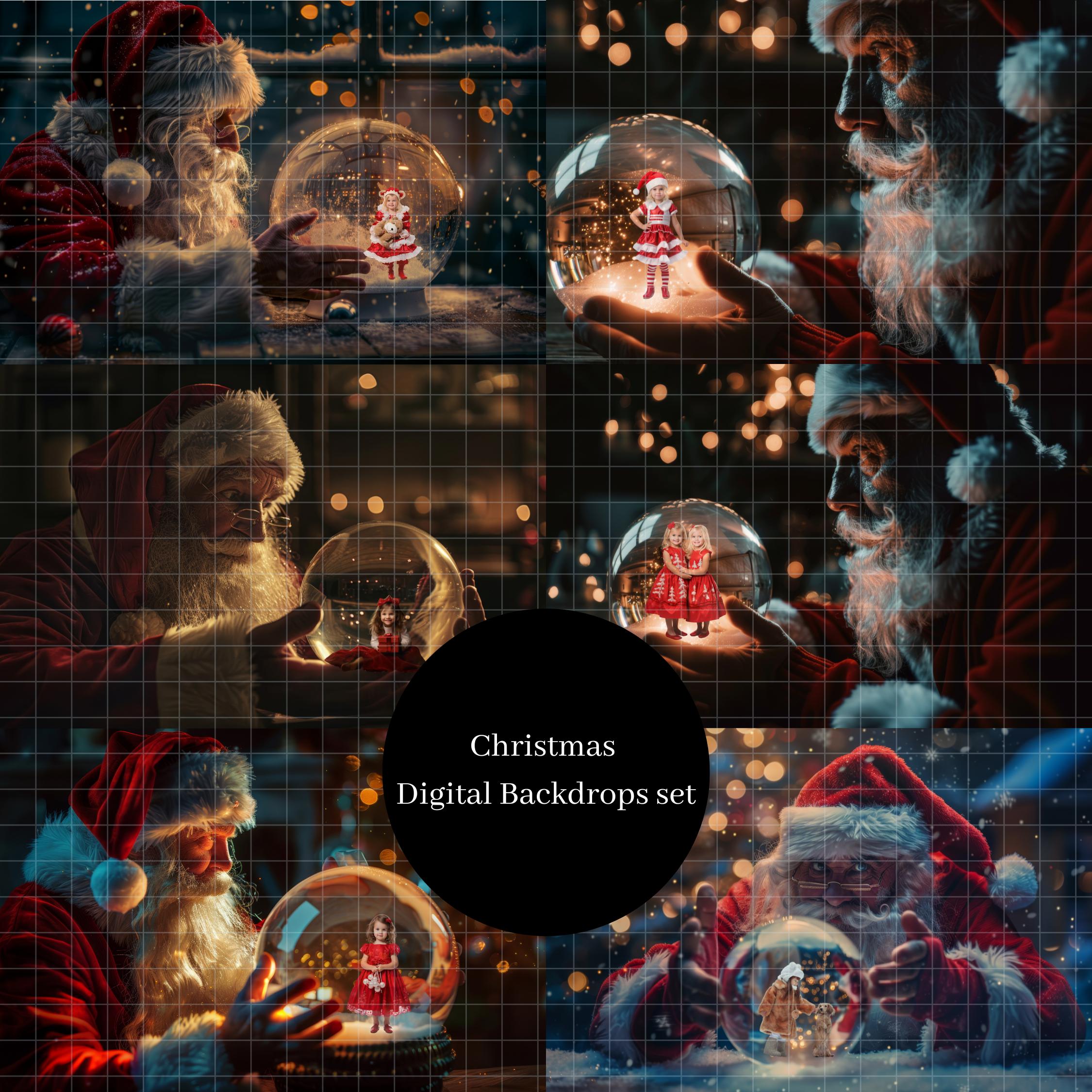 Santa Snow Globe Digital Backdrop: Holiday Photography Overlays ...