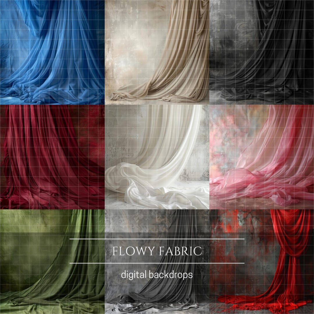 Bundle Flowy Fabric Digital Backdrops, Maternity Backdrop Overlays ...