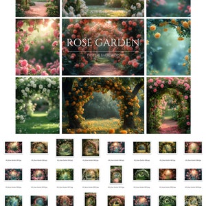 30 Rose Garden Digital Backdrops for Composite Photography, Floral Arch ...