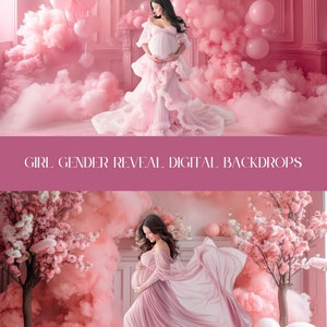 Girl Gender Reveal Maternity Backdrops for Composite Photography Pink ...