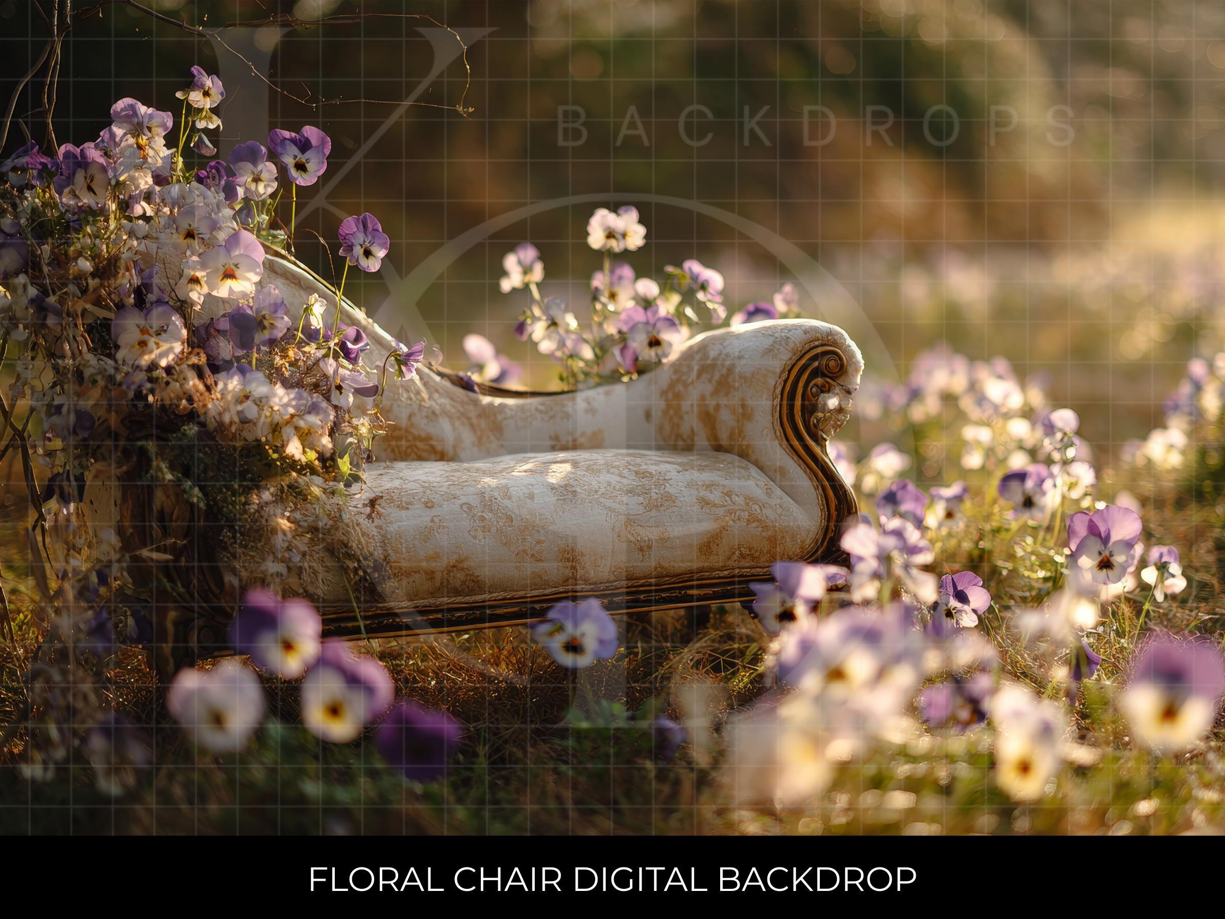 Floral Vintage Chair Digital Background: Summer Portrait Photography ...