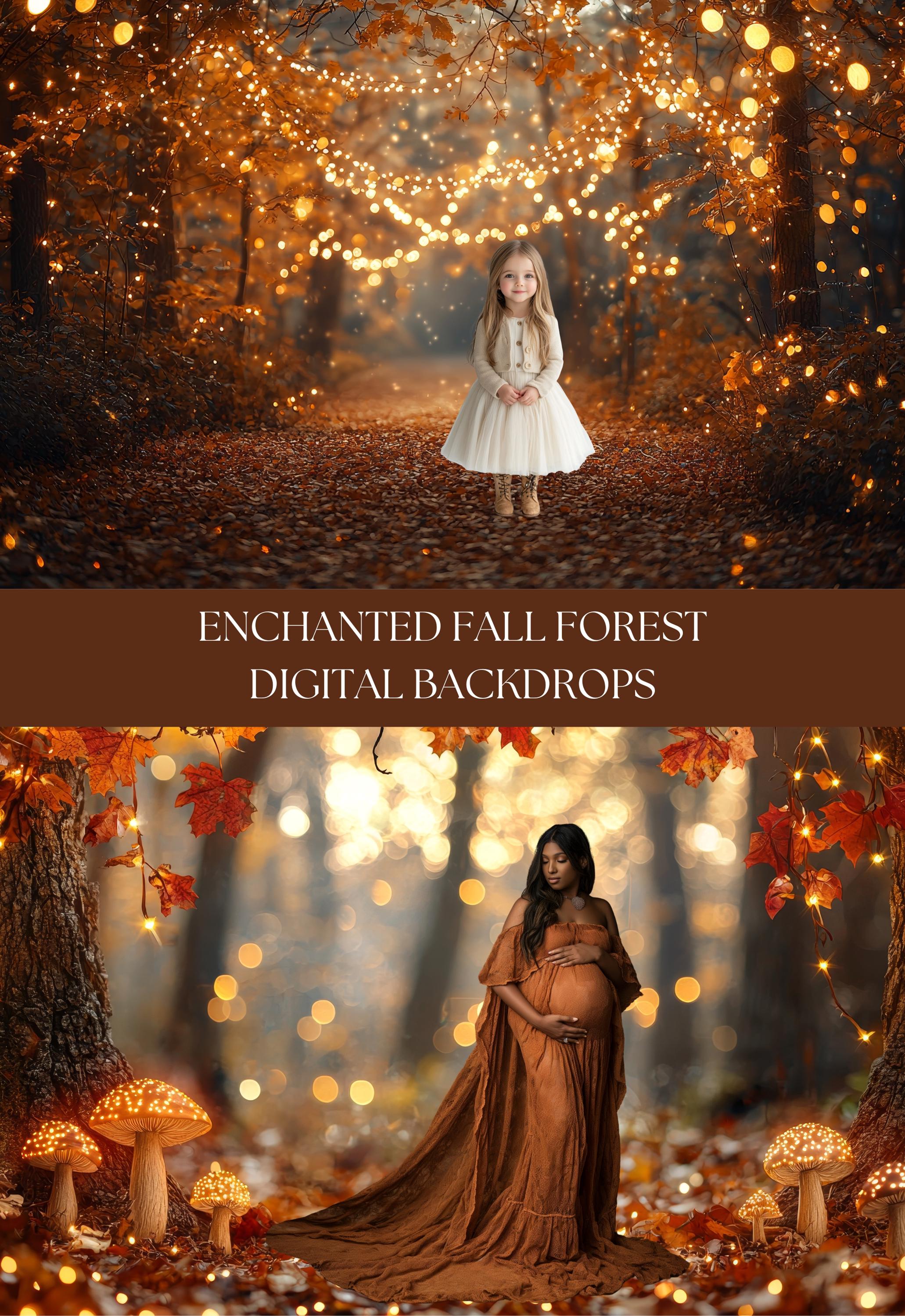 Enchanted Fall Forest Digital Backdrop: Maternity Photography Overlays ...