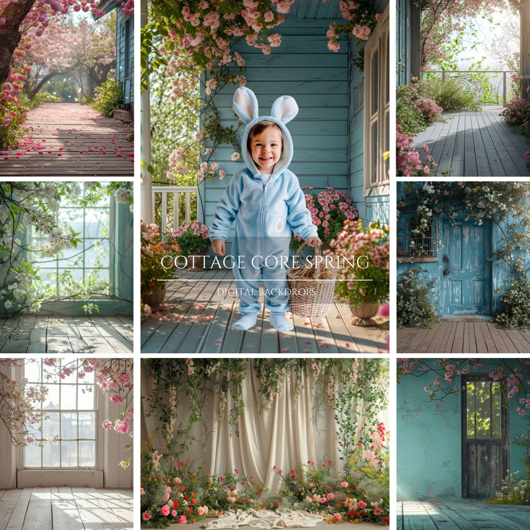 Cottage Core Spring Digital Backdrops, Maternity Backdrop Overlays ...