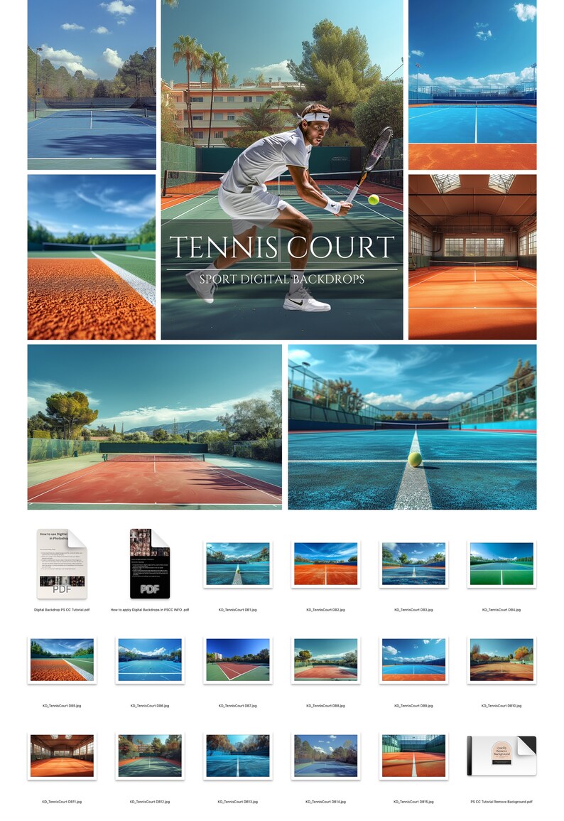 Tennis Court Poster Digital Background for Composite Photography ...