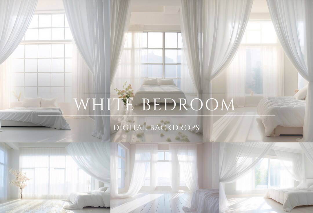 White Bedroom Digital Backdrops, Maternity Studio Backdrops, Photoshop ...