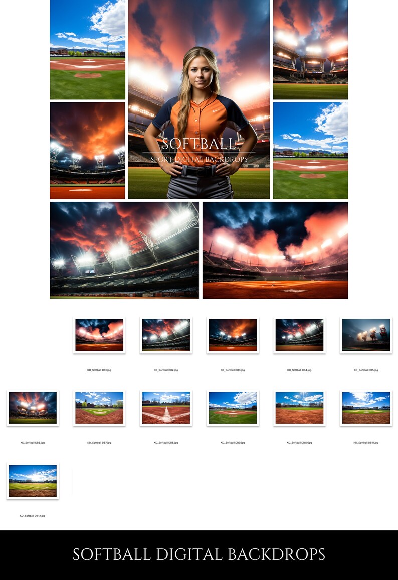 Softball Stadium Photography Backdrop: Team & Player Poster (digital ...