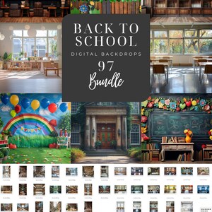 BACK TO SCHOOL Backdrop Bundle Set Kindergarten Background Modern ...