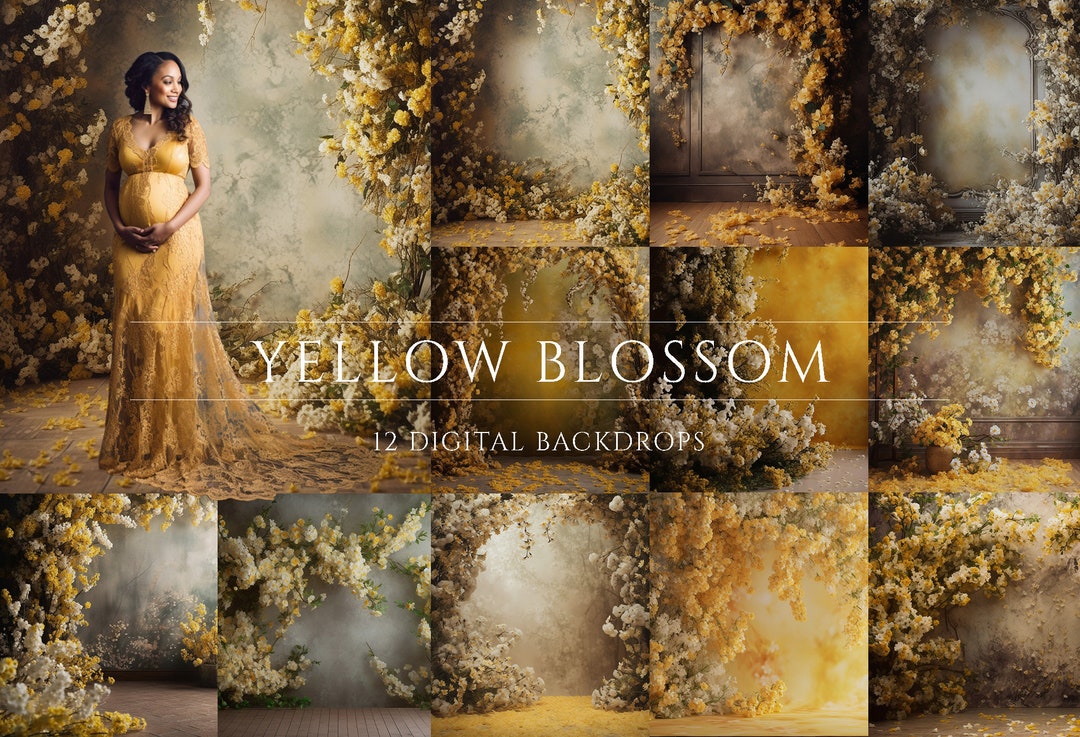 12 Yellow Blossom Floral Digital Backdrops Studio Backdrop - Etsy