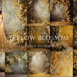 12 Yellow Blossom Floral Digital Backdrops Studio Backdrop - Etsy