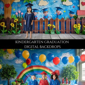 Kindergarten Graduation Digital Backdrops, Back to School Backdrops ...