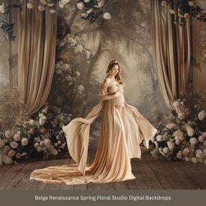 Beige Renaissance Spring Floral Digital Backdrops for Composite ...