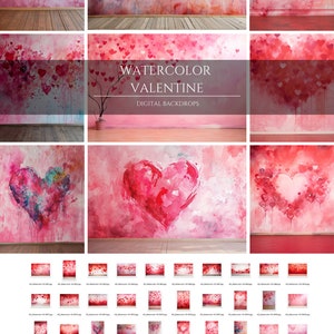 46 Watercolor Bundle Valentine Digital Backdrops for Composite ...