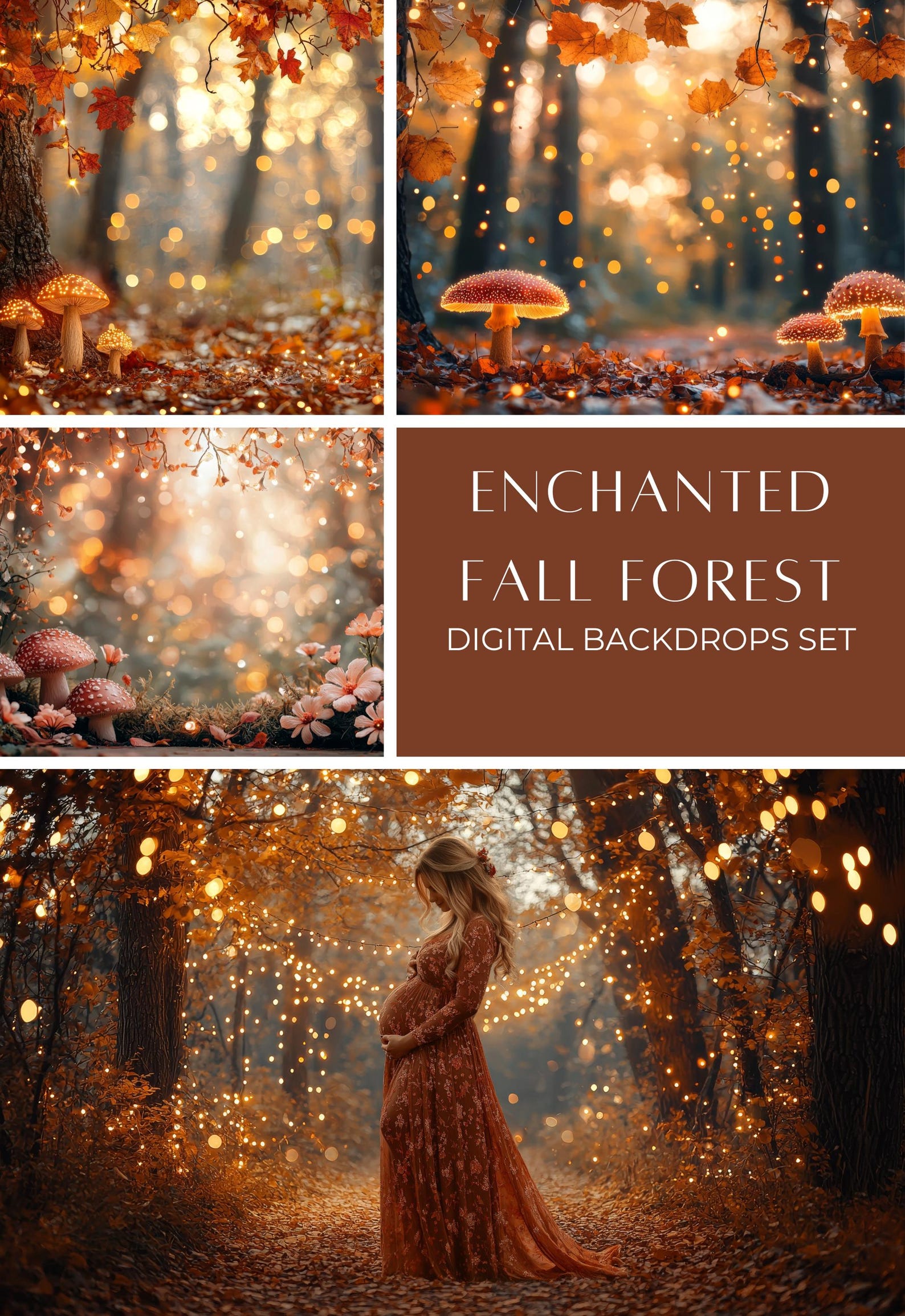 Enchanted Fall Forest Digital Backdrop: Maternity Photography Overlays ...