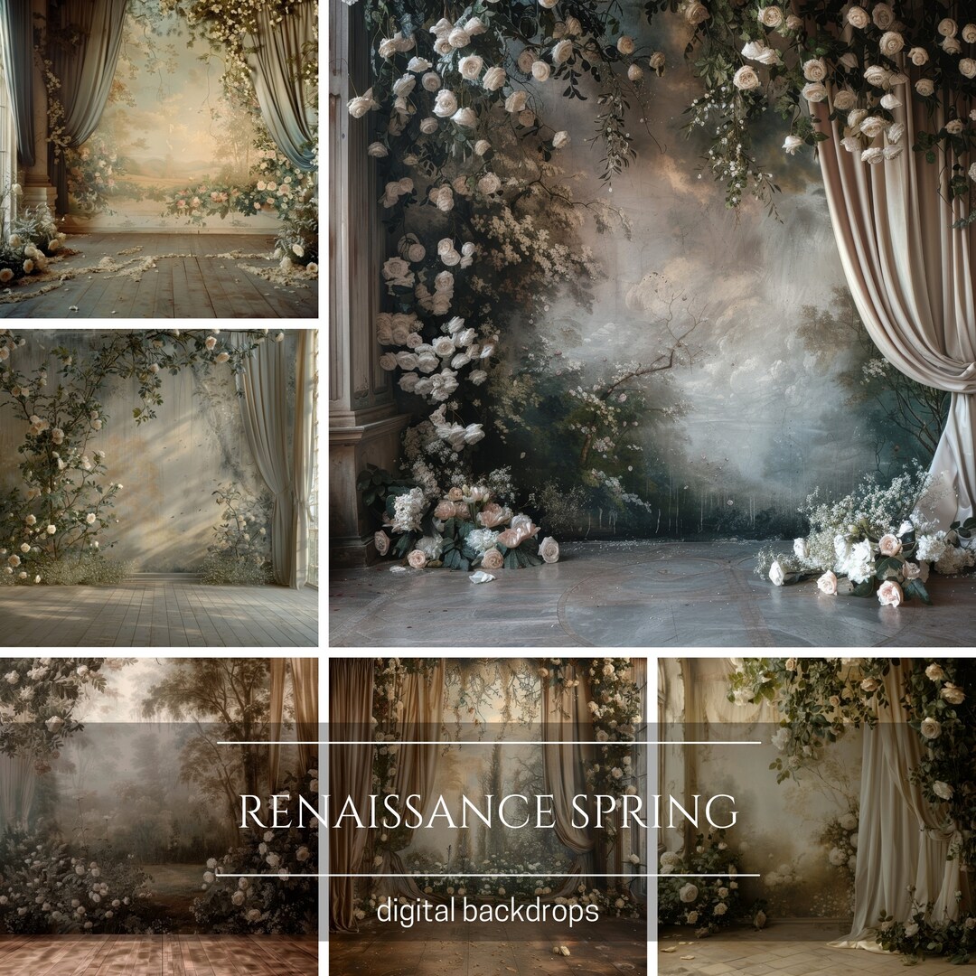 Beige Renaissance Spring Floral Digital Backdrops for Composite ...