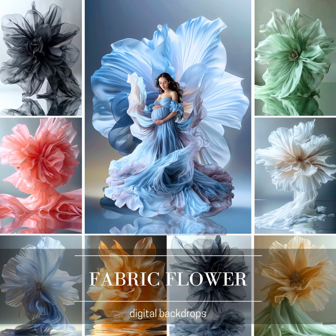 Flowy Fabric Flower Maternity Backdrop Overlays for Composite Photography, Studio Digital ...