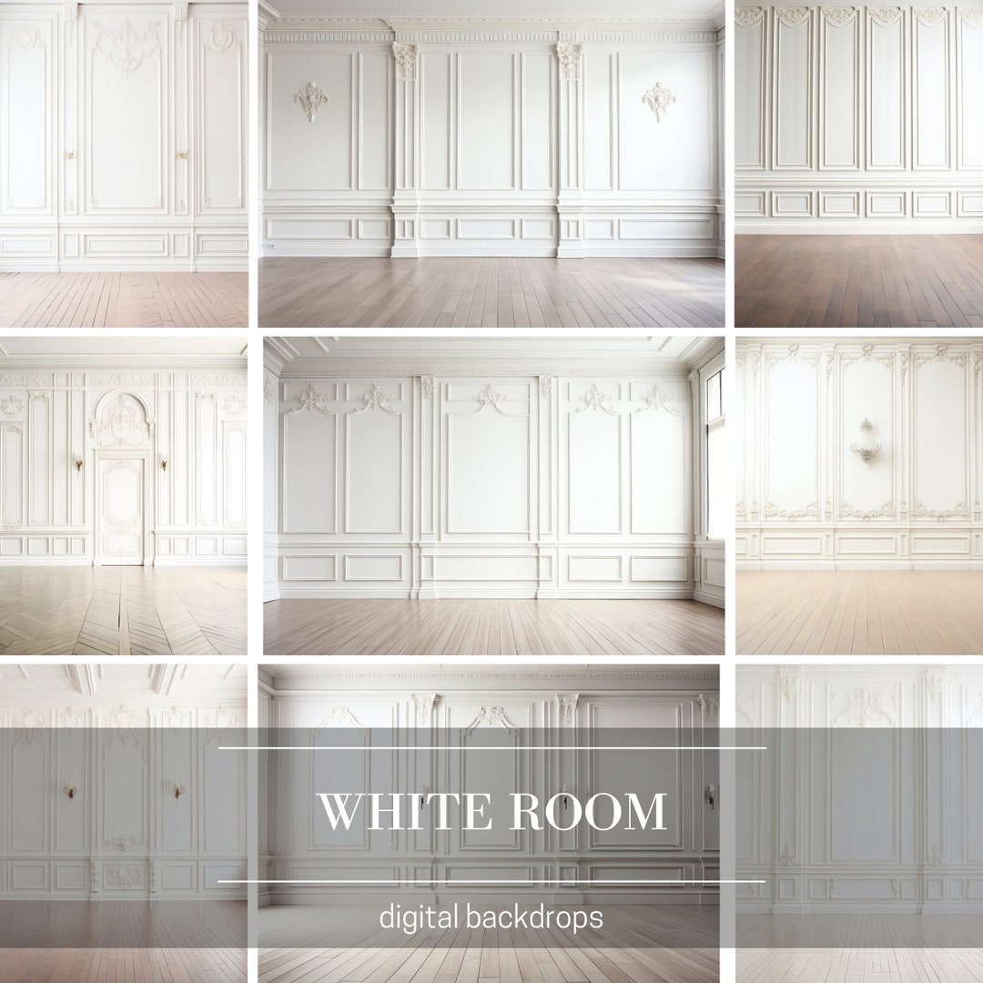 White Paneled Room Digital Backdrops for Composite Photography ...