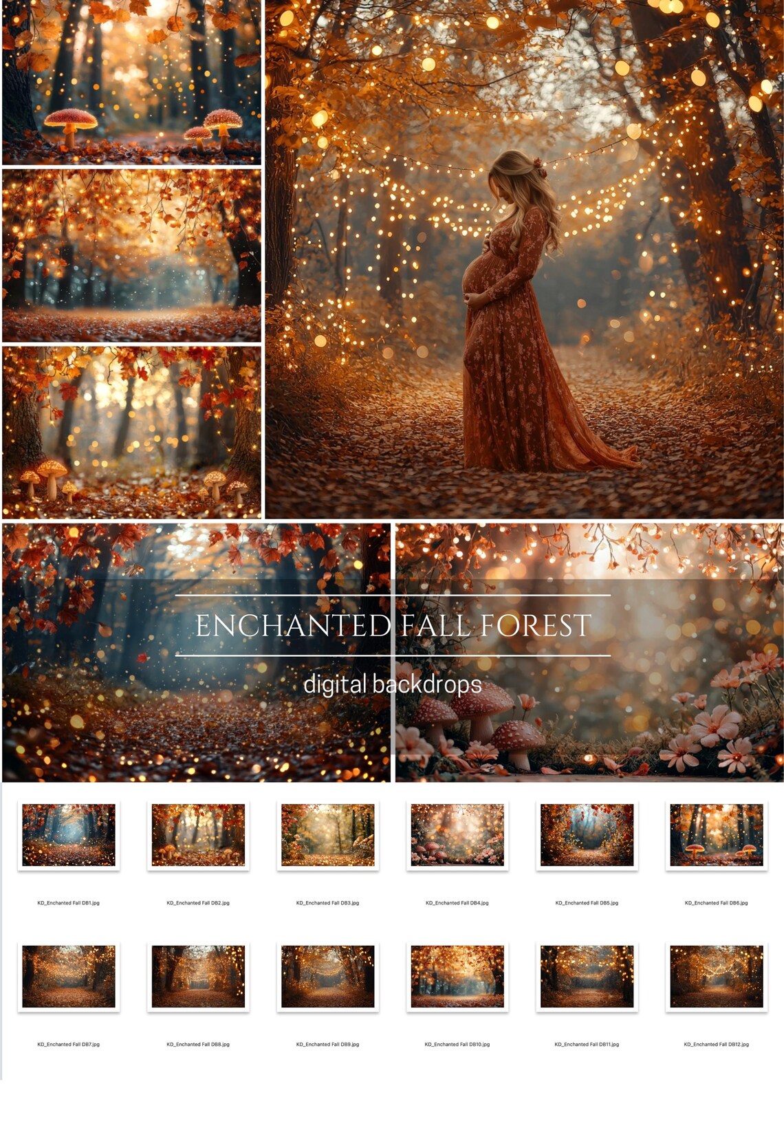 Enchanted Fall Forest Digital Backdrop: Maternity Photography Overlays ...