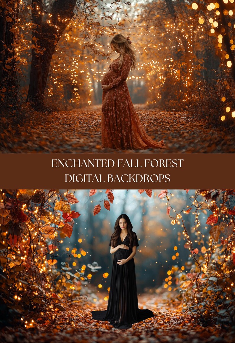 Enchanted Fall Forest Digital Backdrop: Maternity Photography Overlays ...