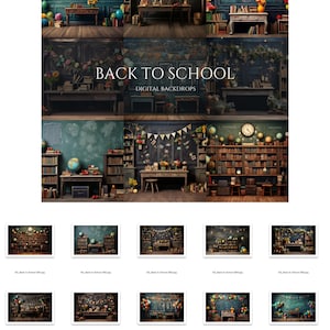 Back to School Digital Backdrops for Composite Photography, Vintage ...
