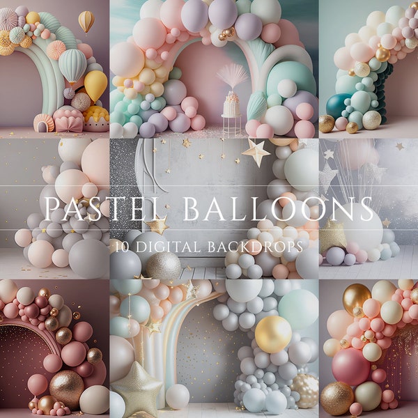 Pink Balloons Digital Backdrop - Etsy