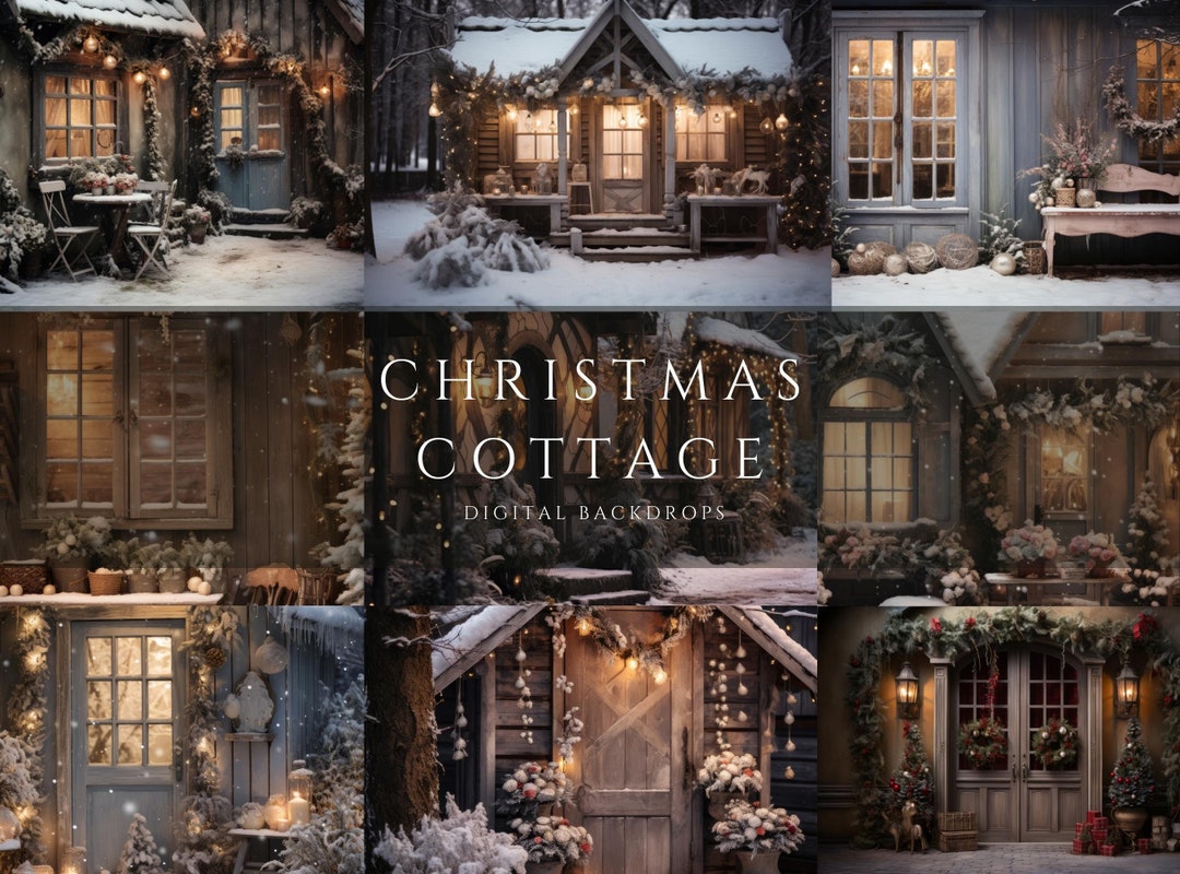 Cottage Core Christmas Digital Backdrops for Composite Photography ...
