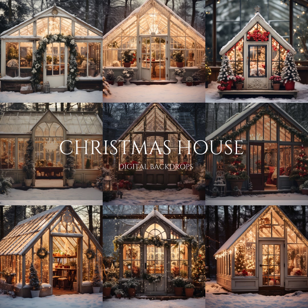 Christmas Greenhouse Digital Backdrops, Photo Studio Backdrops, Bokeh ...