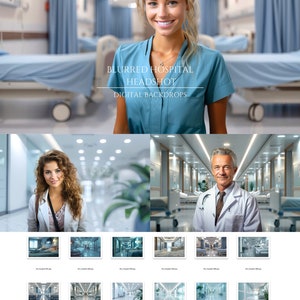 Modern Hospital Lobby Digital Backdrop: Doctor, Nurse Portrait (JPG) - Etsy
