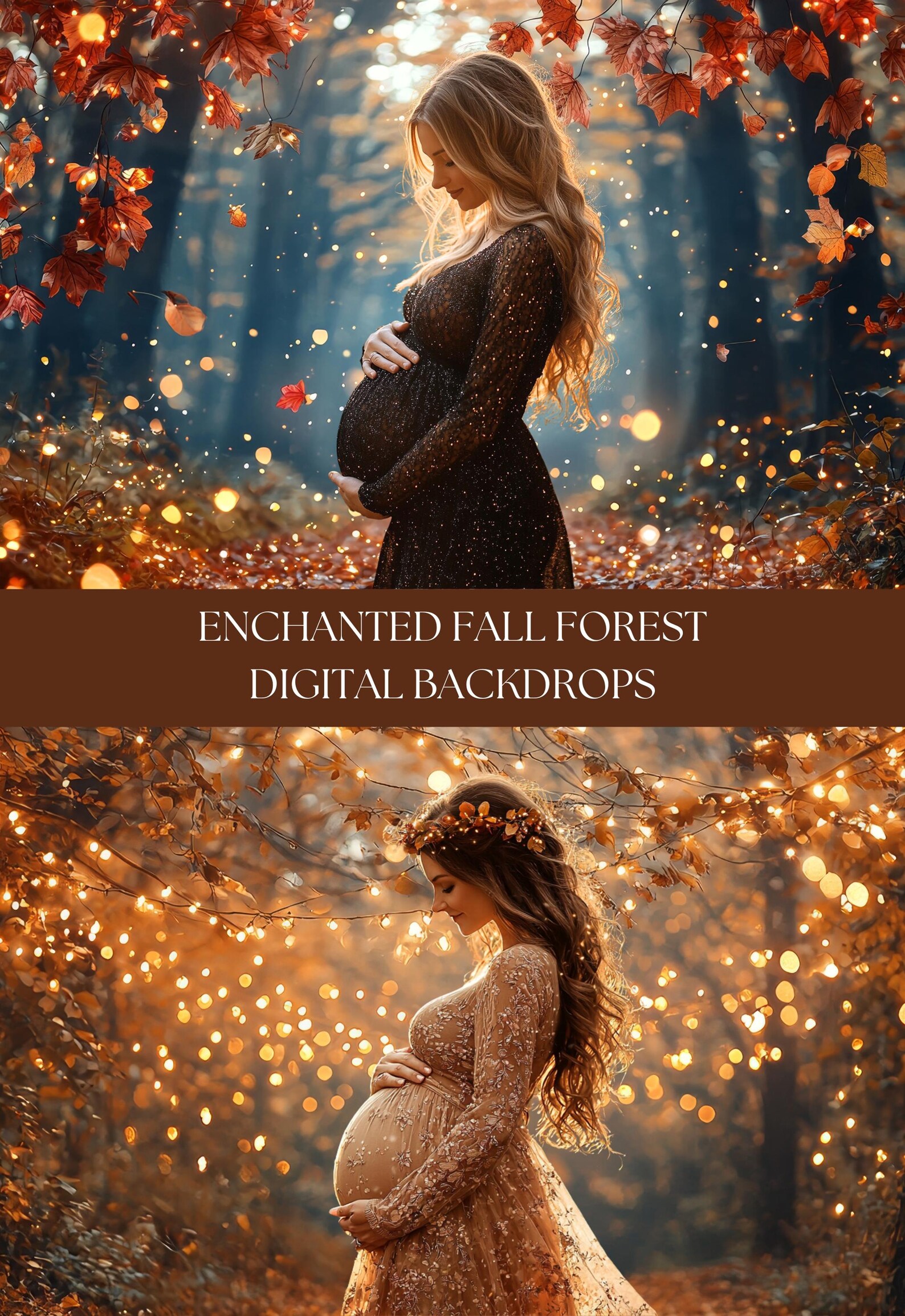 Enchanted Fall Forest Digital Backdrop: Maternity Photography Overlays ...