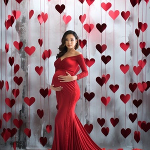 Paper Heart Garland Digital Backdrops, Valentines Backdrops, Maternity ...